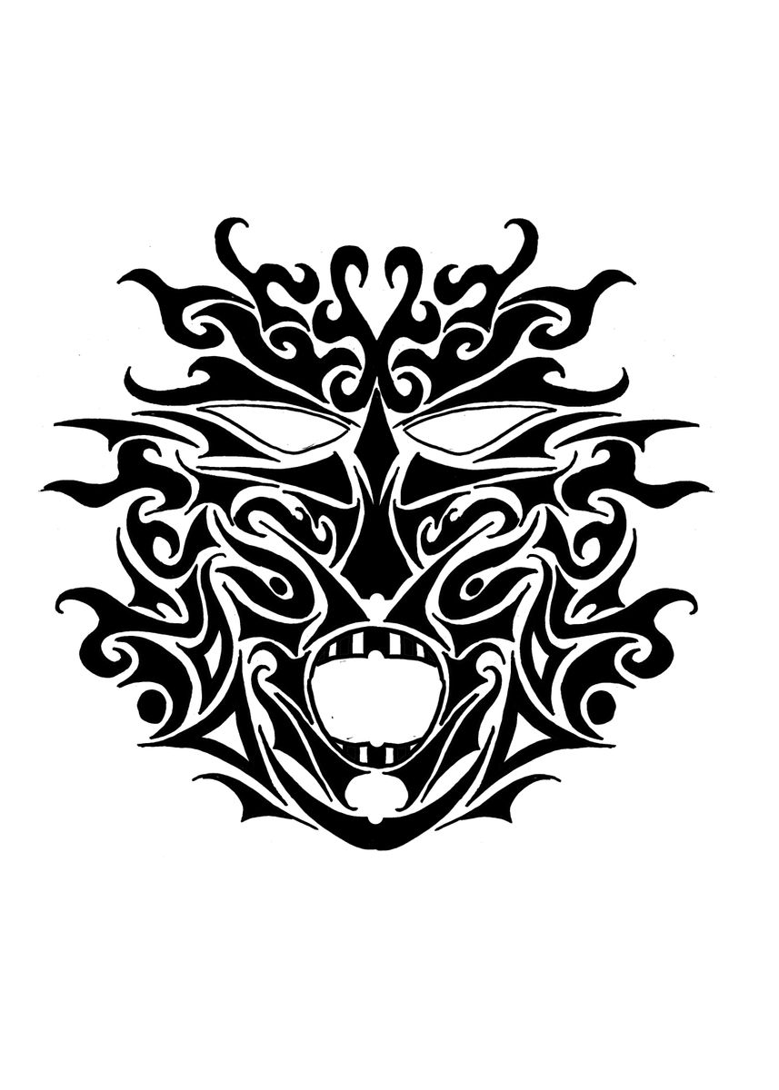 'Dark Tribal Mask' Poster by Sebastian Grafmann | Displate