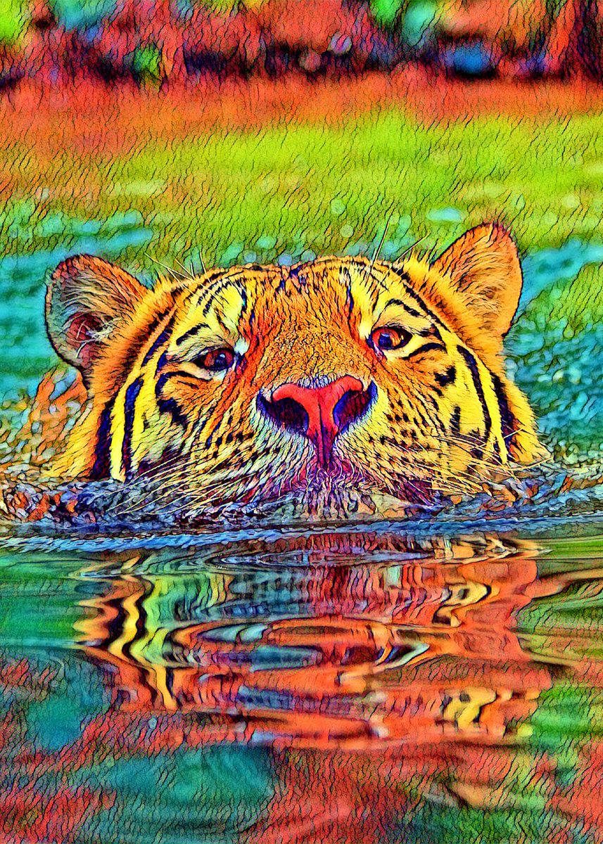 'AnimalColor Tiger 001' Poster by Angelika Moethrath | Displate