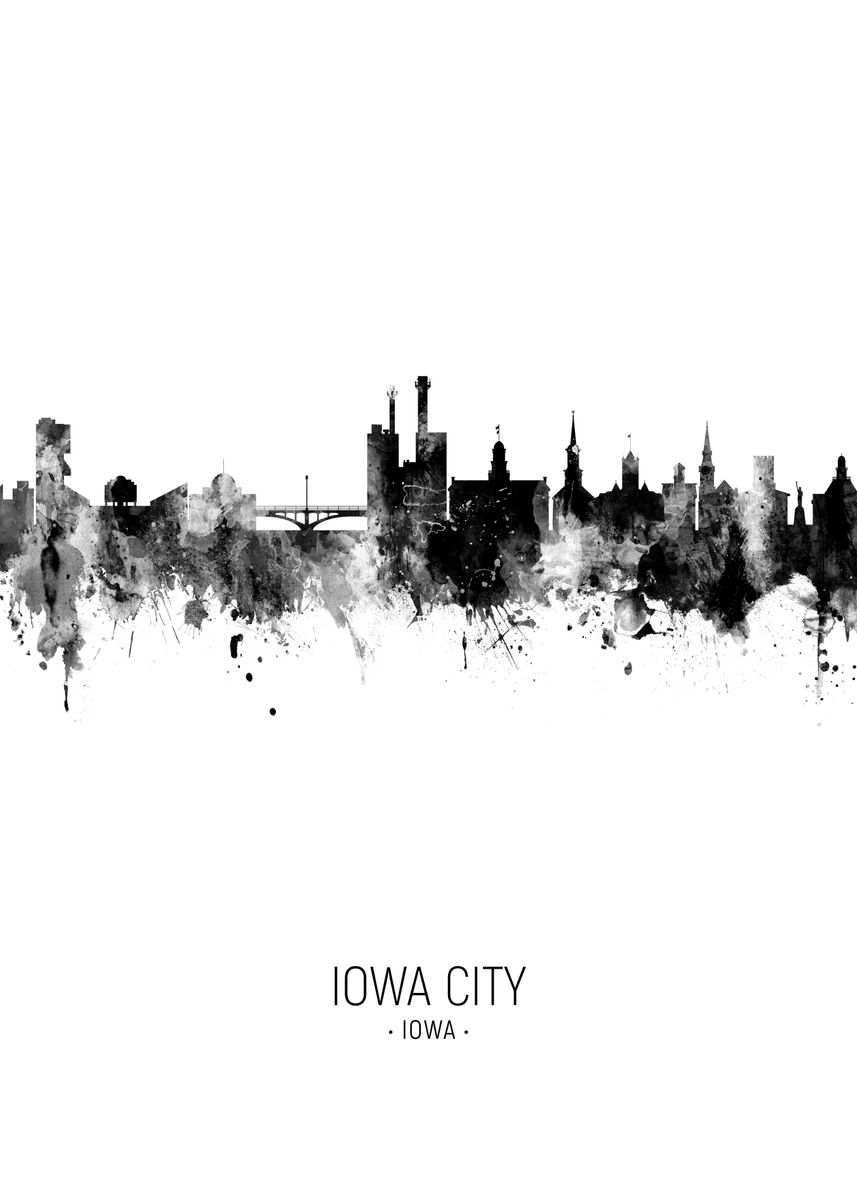 'Iowa City Iowa Skyline' Poster, picture, metal print, paint by Michael ...