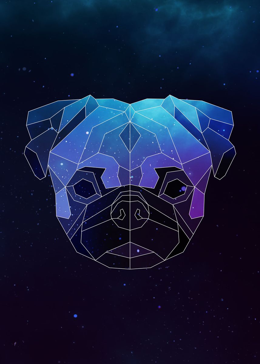 'Galaxy Pug' Poster, picture, metal print, paint by Jay Diloy | Displate