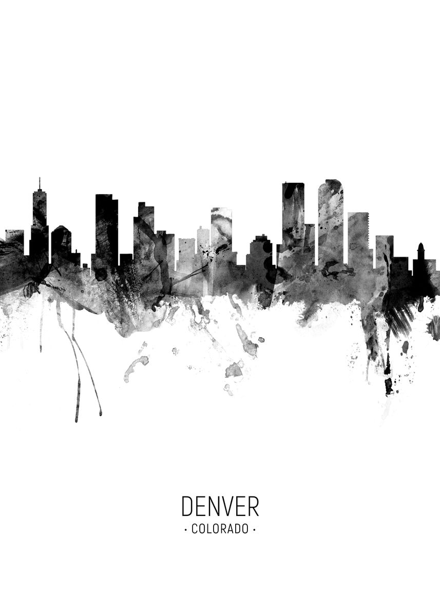 'Denver Colorado Skyline' Poster, picture, metal print, paint by ...