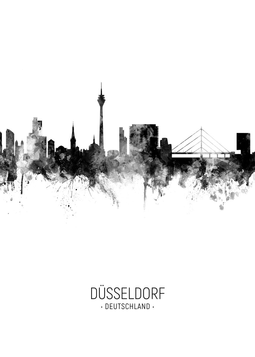 'Dusseldorf Germany Skyline' Poster, picture, metal print, paint by ...