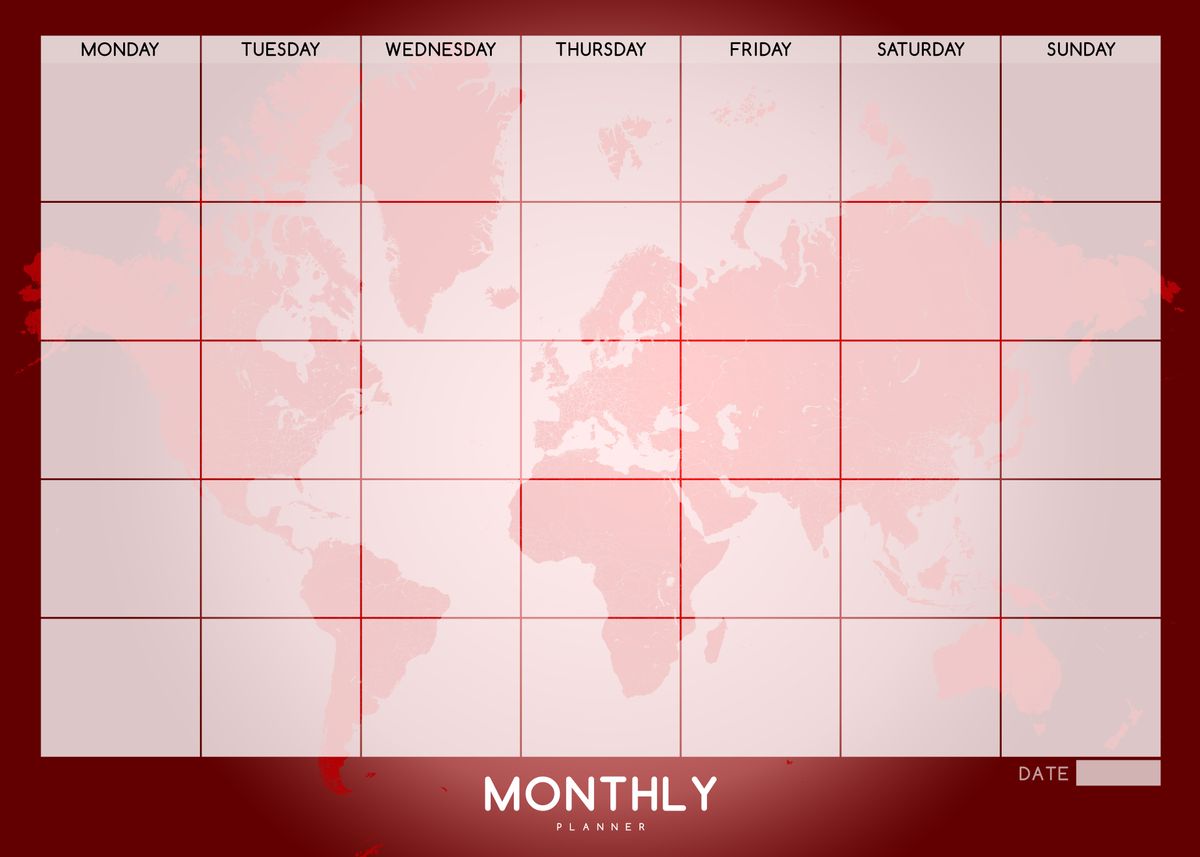 'Monthly Planner red' Poster by mapsies | Displate