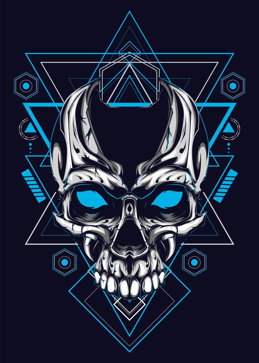 'Skull sacred geometry ' Poster, picture, metal print, paint by Second ...