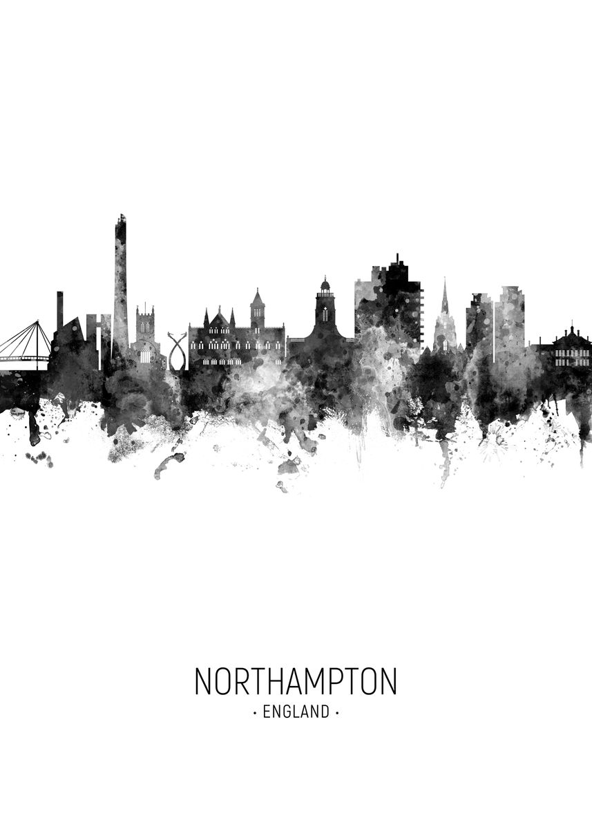 'Northampton Skyline' Poster, picture, metal print, paint by Michael ...