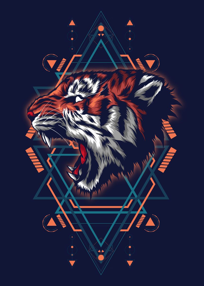 'Tiger Sacred geometry' Poster by Second Syndicate | Displate