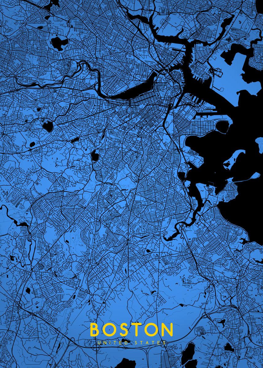 'Boston map' Poster, picture, metal print, paint by mapsies | Displate