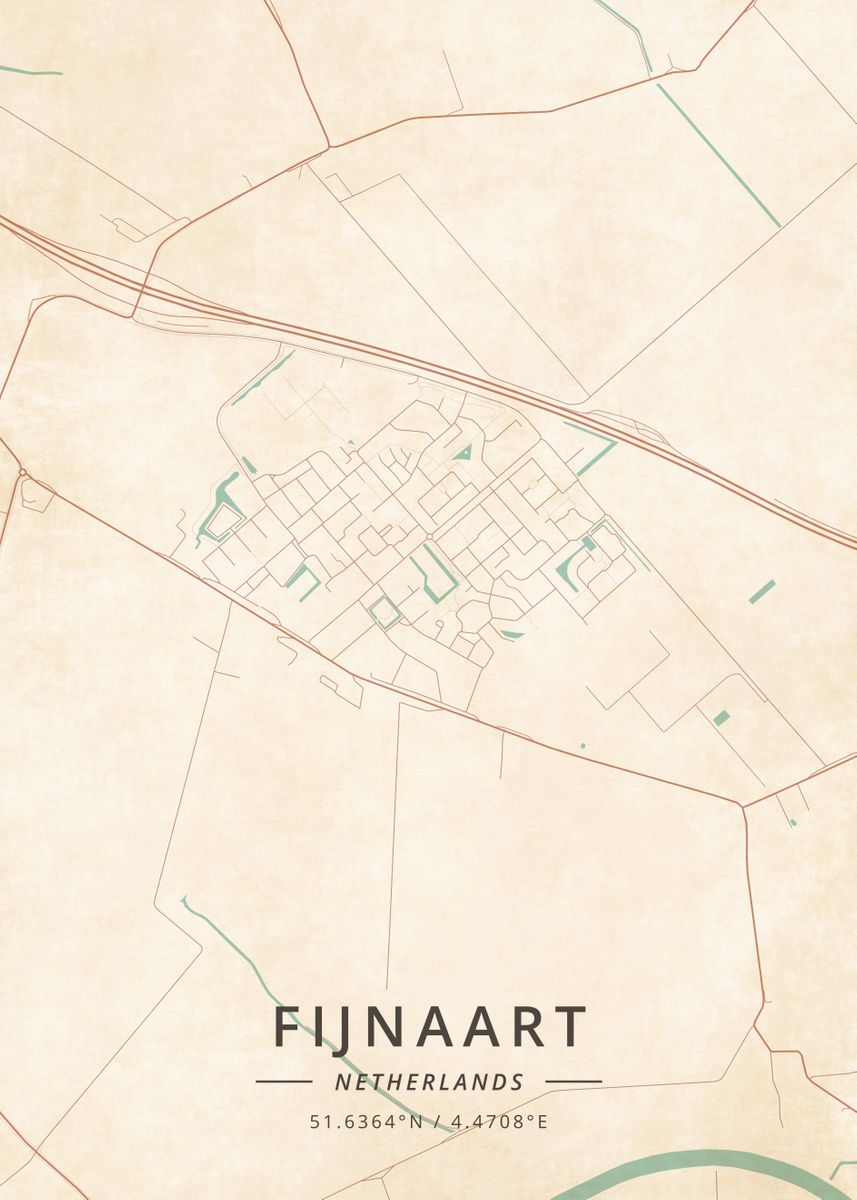 'Fijnaart Netherlands' Poster by Designer Map Art | Displate