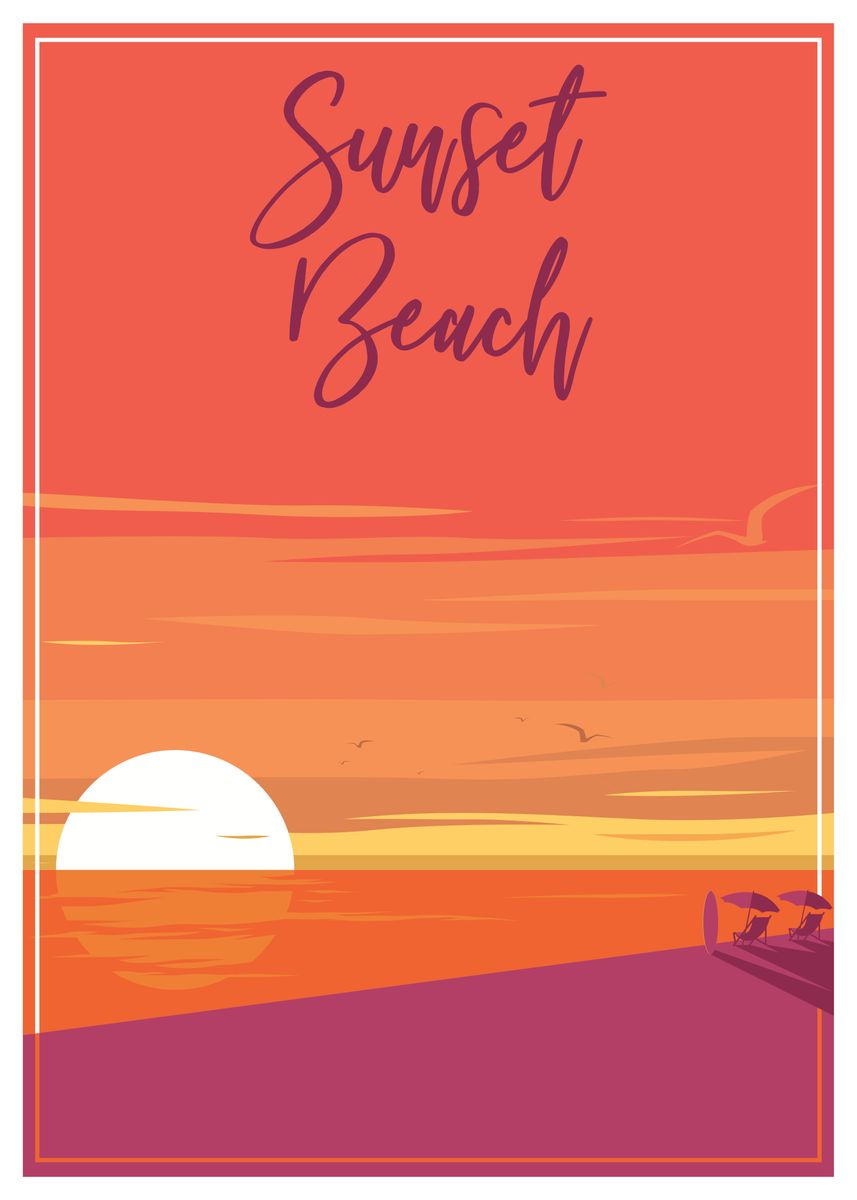 'Sunset Beach' Poster by M. B. Meyer | Displate