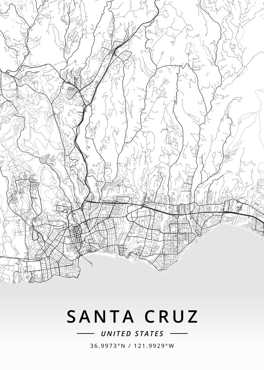 'Santa Cruz United States' Poster, picture, metal print, paint by ...