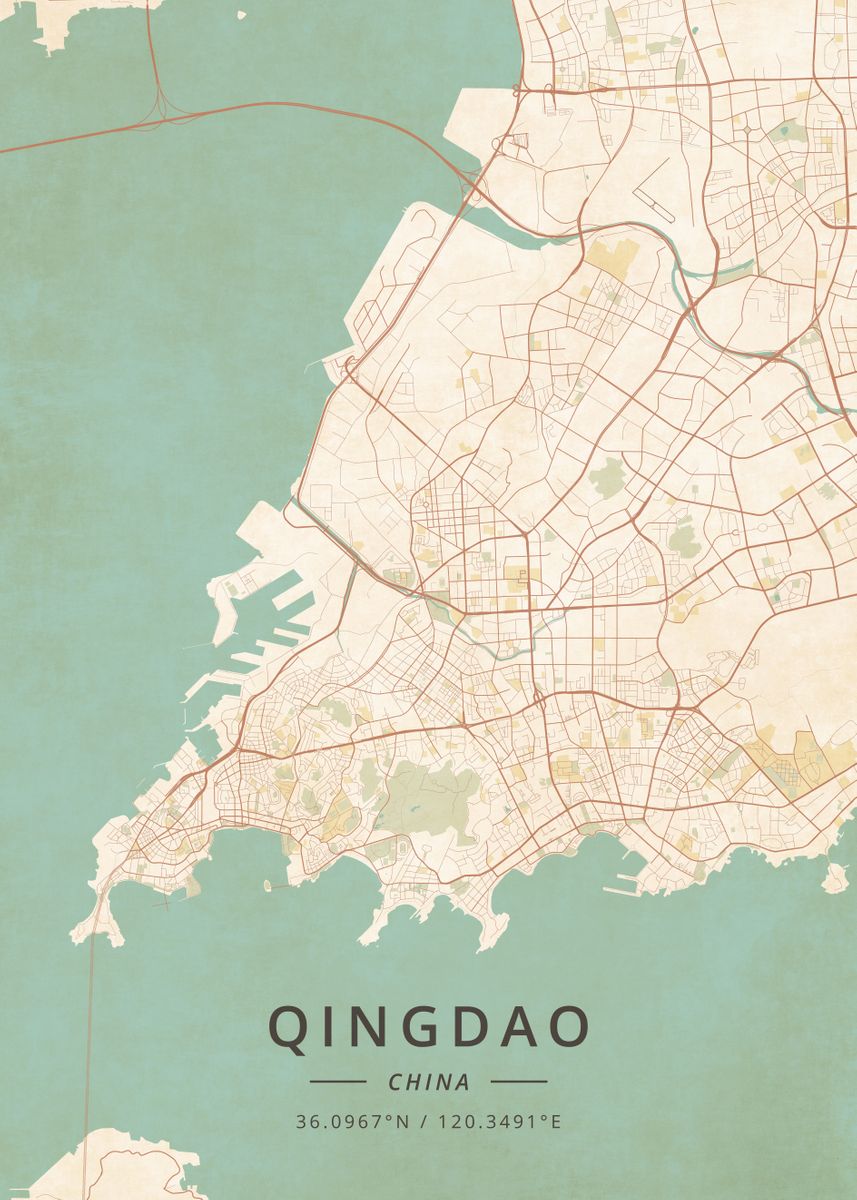 'Qingdao China' Poster by Designer Map Art | Displate