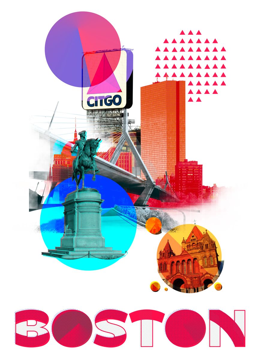 'Boston monuments' Poster, picture, metal print, paint by Ramon Marques ...