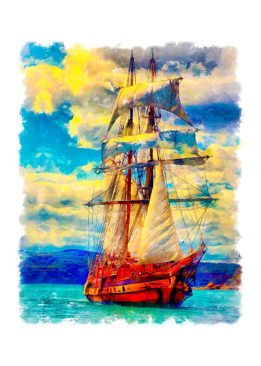 'Sailing ship Brave' Poster, picture, metal print, paint by Sergey ...