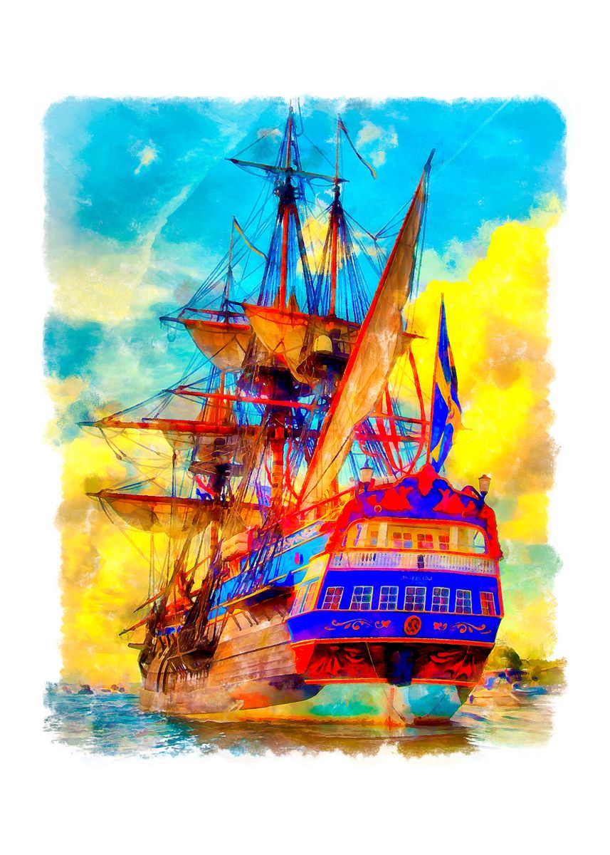 'Ariel British clipper' Poster, picture, metal print, paint by Sergey ...