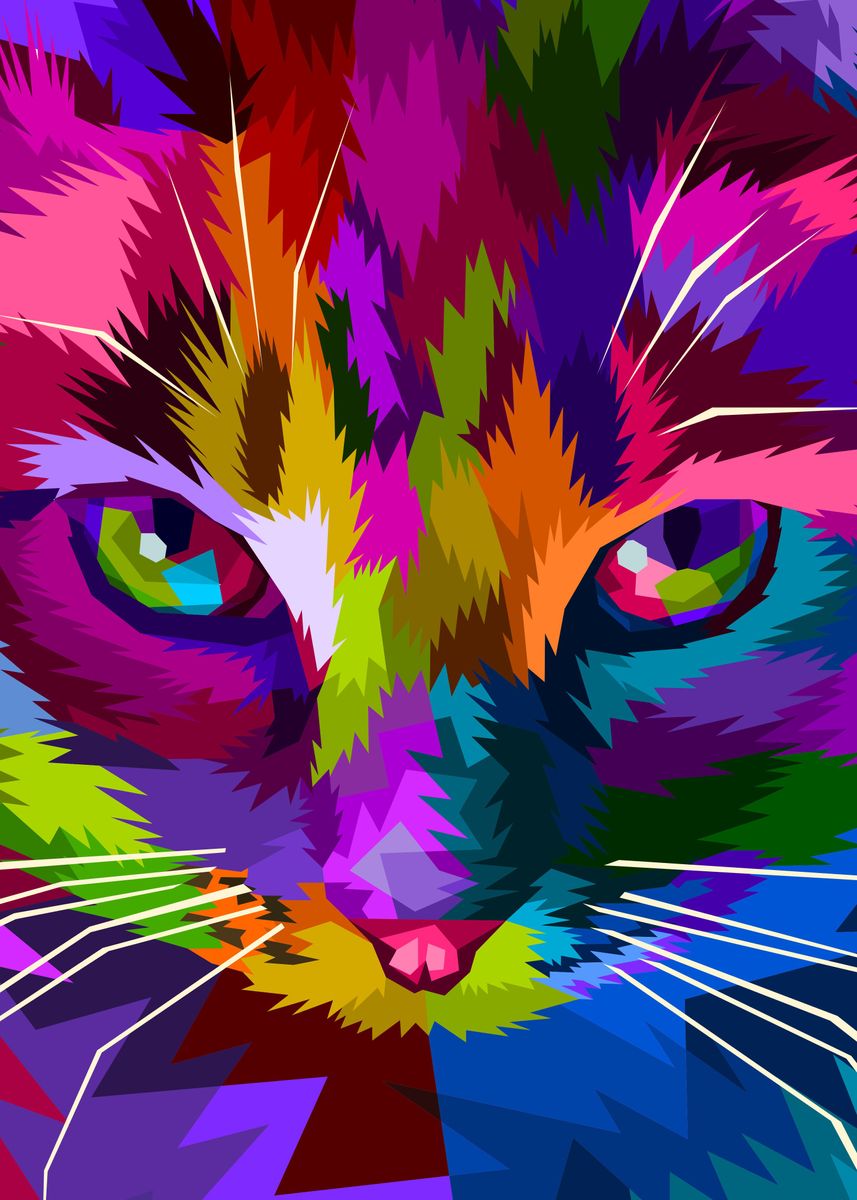 'cat face close up ' Poster by peri priatna | Displate