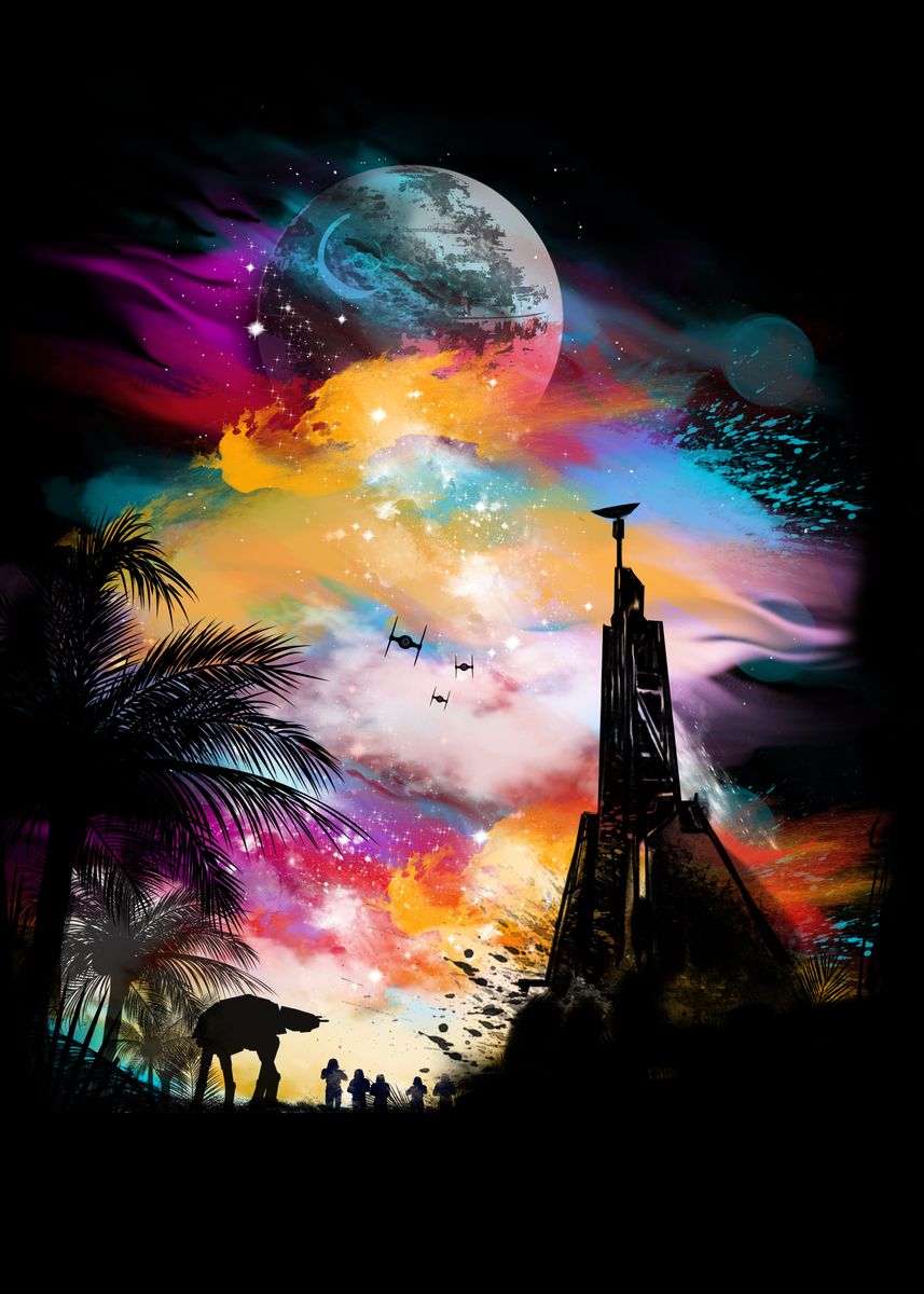 'sunset on scarif' Poster, picture, metal print, paint by Kharma Zero ...