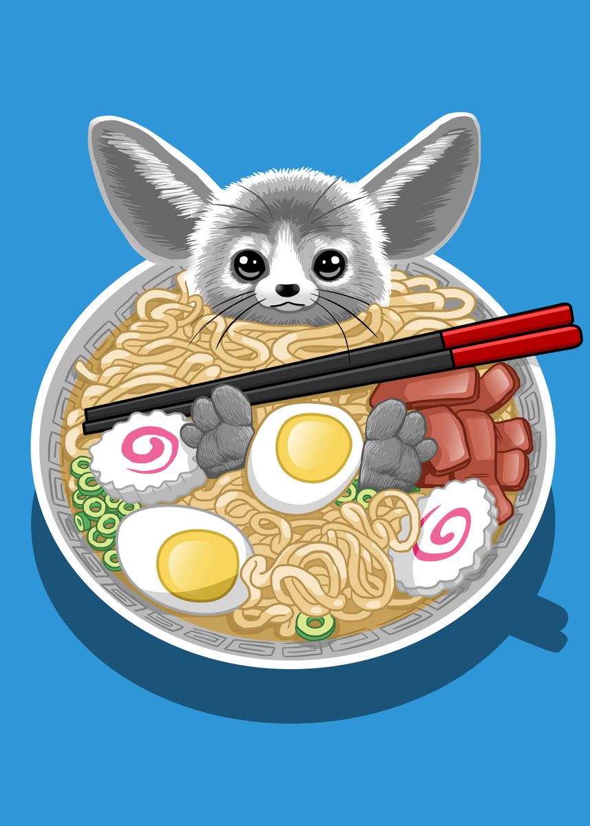 'Ramen Mouse' Poster, picture, metal print, paint by Alberto Perez ...