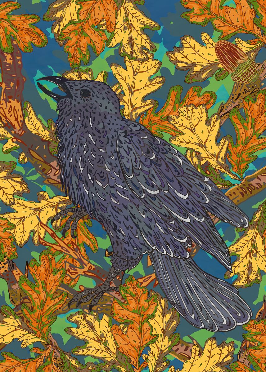 'Raven and Oak' Poster, picture, metal print, paint by Lotti Brown ...