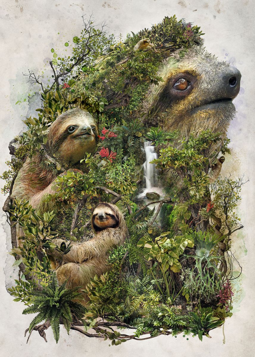 'Sloth ' Poster, picture, metal print, paint by Barrett Biggers | Displate