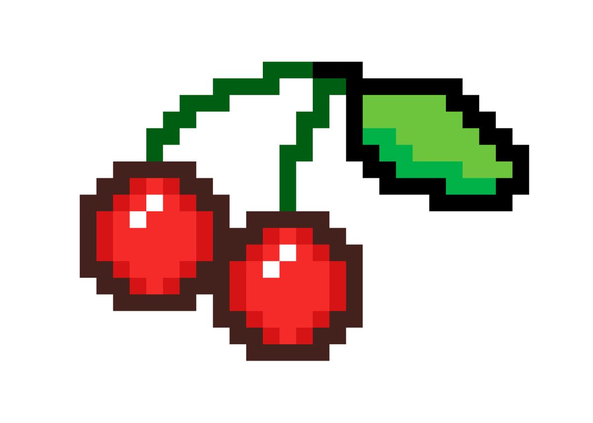 'Pixel art cherries' Poster by Gianfranco Grenar | Displate
