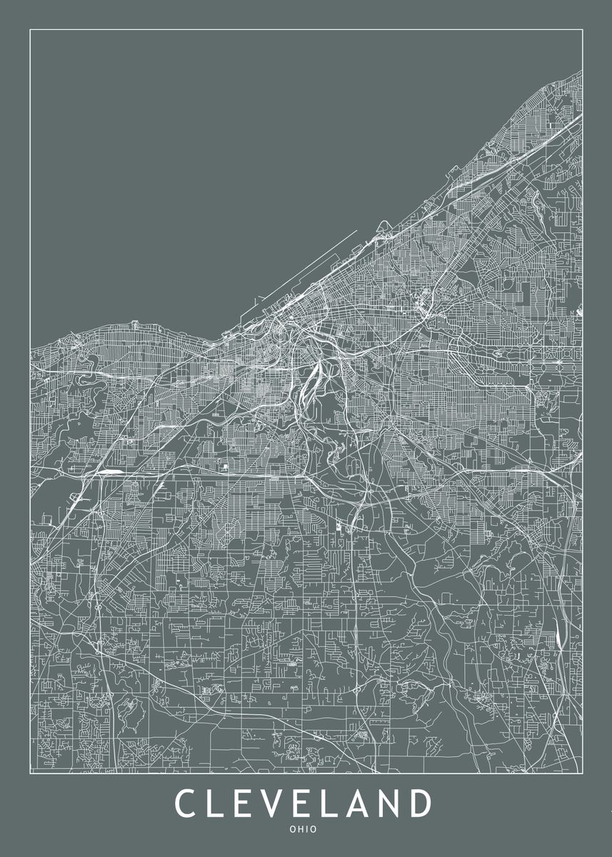 'Cleveland Grey Map' Poster by Multiplicity Maps | Displate