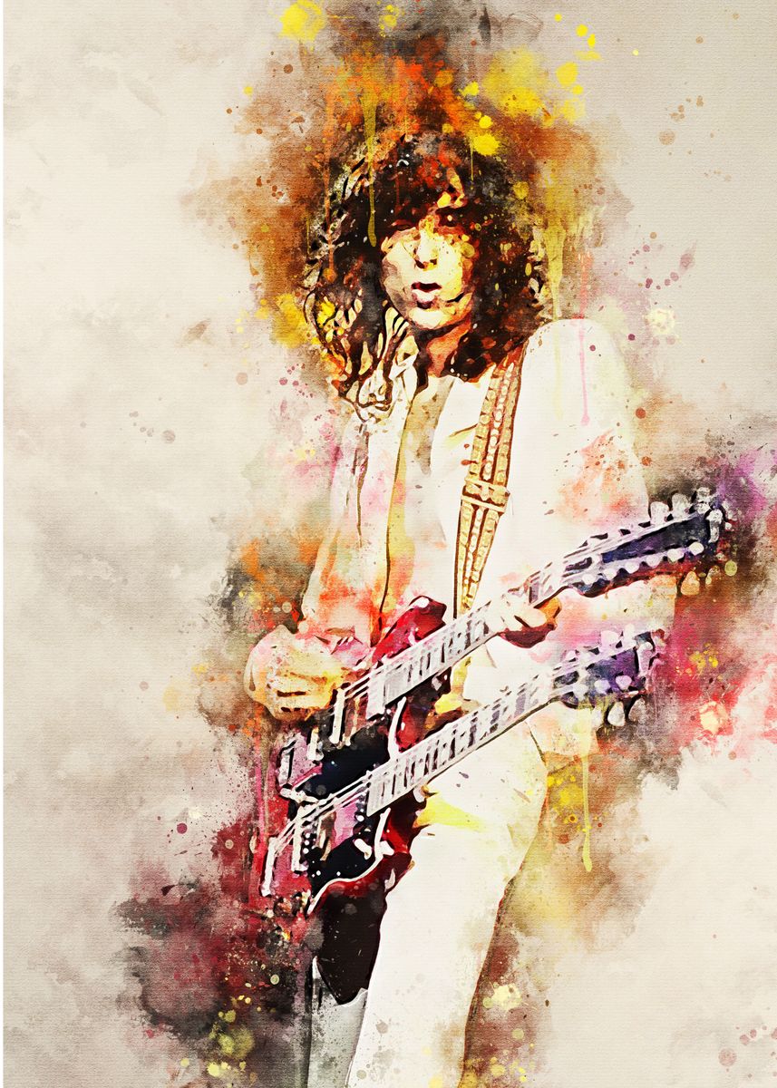 'James Patrick Page' Poster, picture, metal print, paint by Muhammad ...
