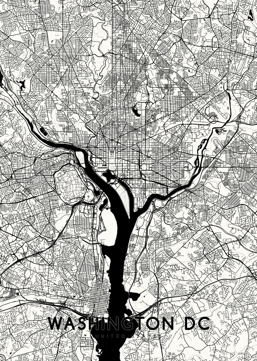 'Washington DC map white' Poster by mapsies | Displate