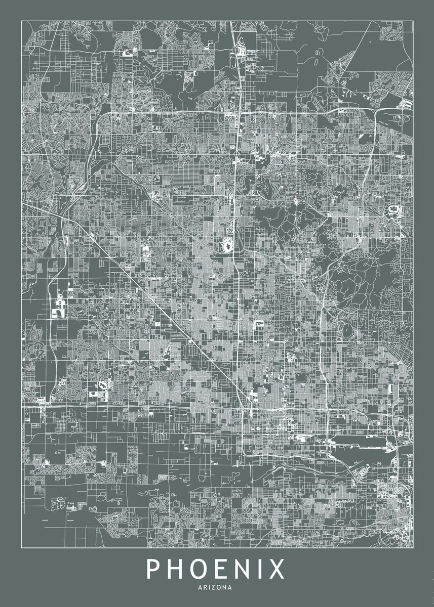 'Phoenix Grey Map' Poster by Multiplicity Maps | Displate