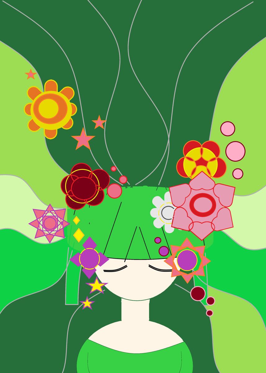 'Doodle Flower Lady' Poster by Karisu A | Displate