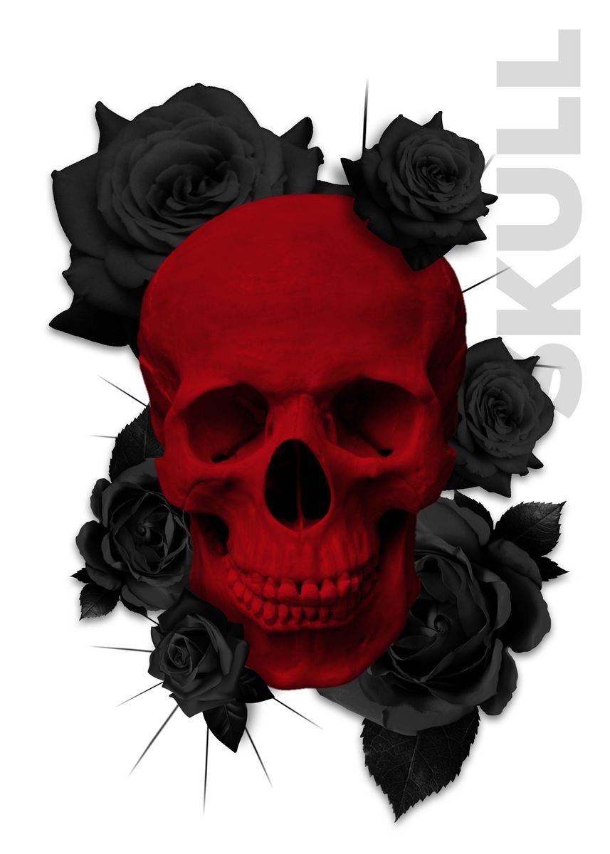 'Red skull' Poster, picture, metal print, paint by Anton Sakhatskyi ...