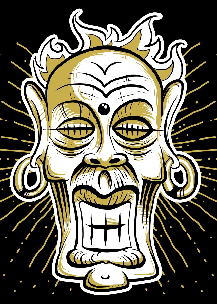 'Fire God' Poster, picture, metal print, paint by Boris Rajic | Displate