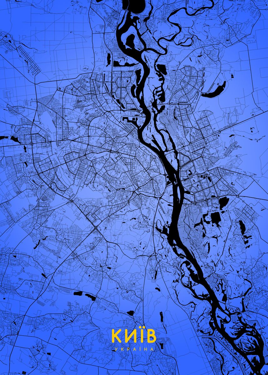 'Kyiv map' Poster, picture, metal print, paint by mapsies | Displate