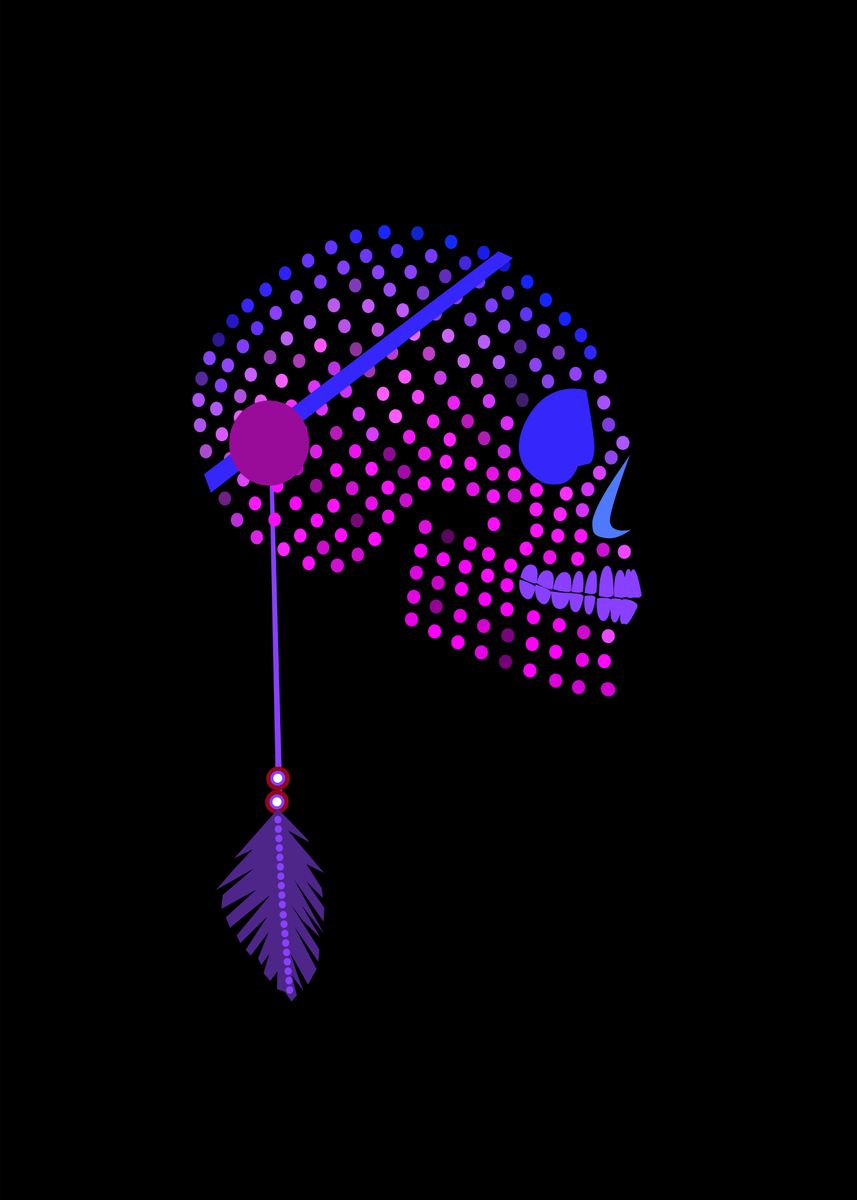 'Purple skull icon with dot' Poster, picture, metal print, paint by Tea ...