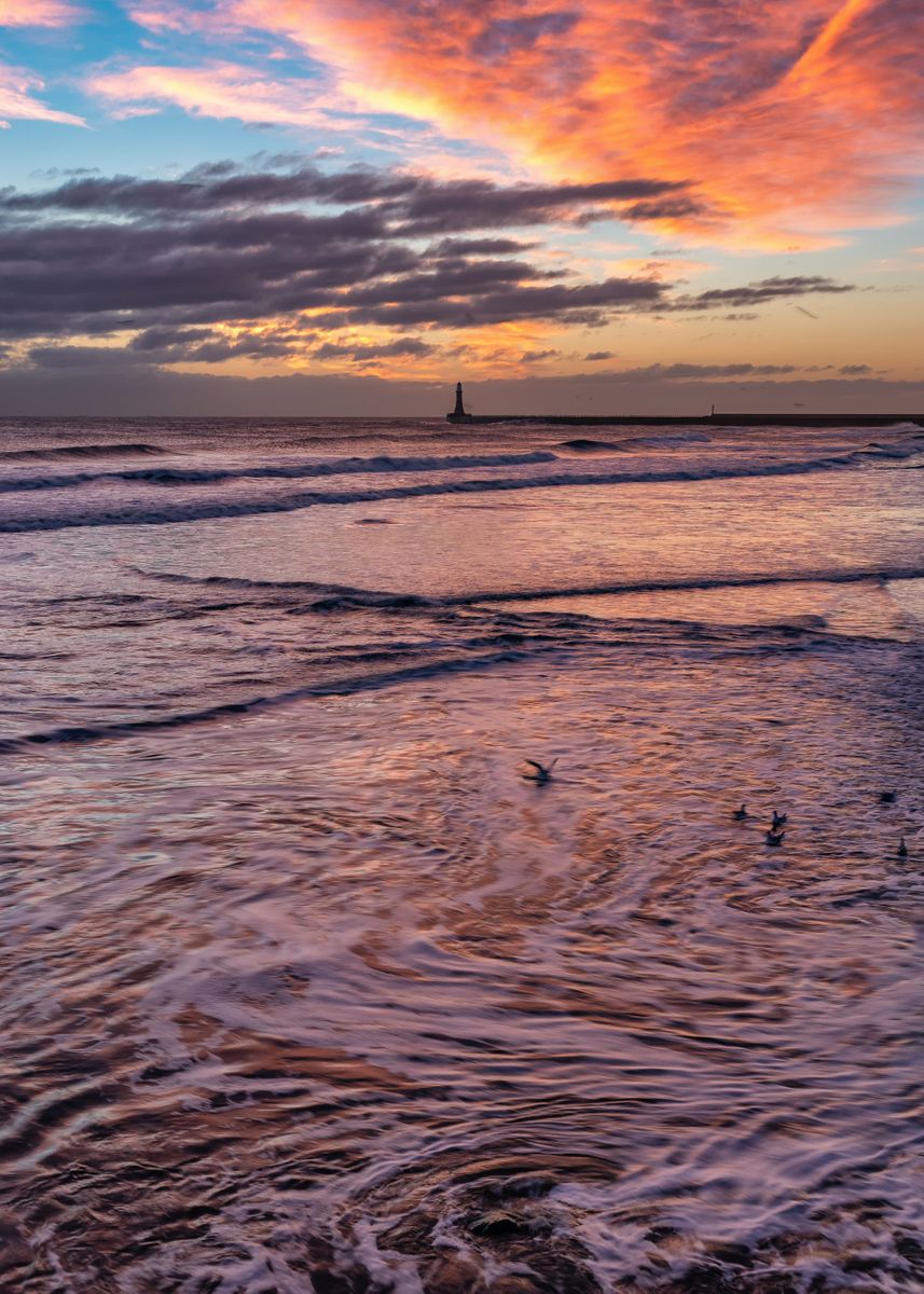 'Roker Sunrise Seascape ' Poster, picture, metal print, paint by Robin ...