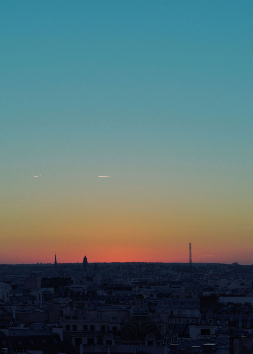 'Sunset in Paris' Poster, picture, metal print, paint by Nikol Tsenkova ...