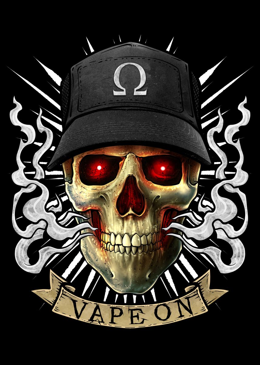 'Vaping Skull Cloud Chaser' Poster, picture, metal print, paint by ...