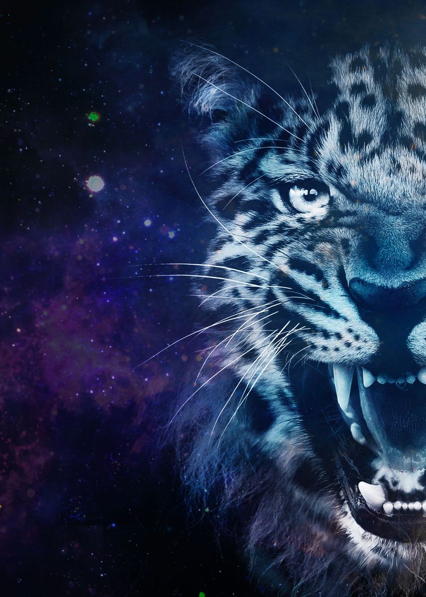 'Galaxy Leopard Purple' Poster, picture, metal print, paint by Nelva ...
