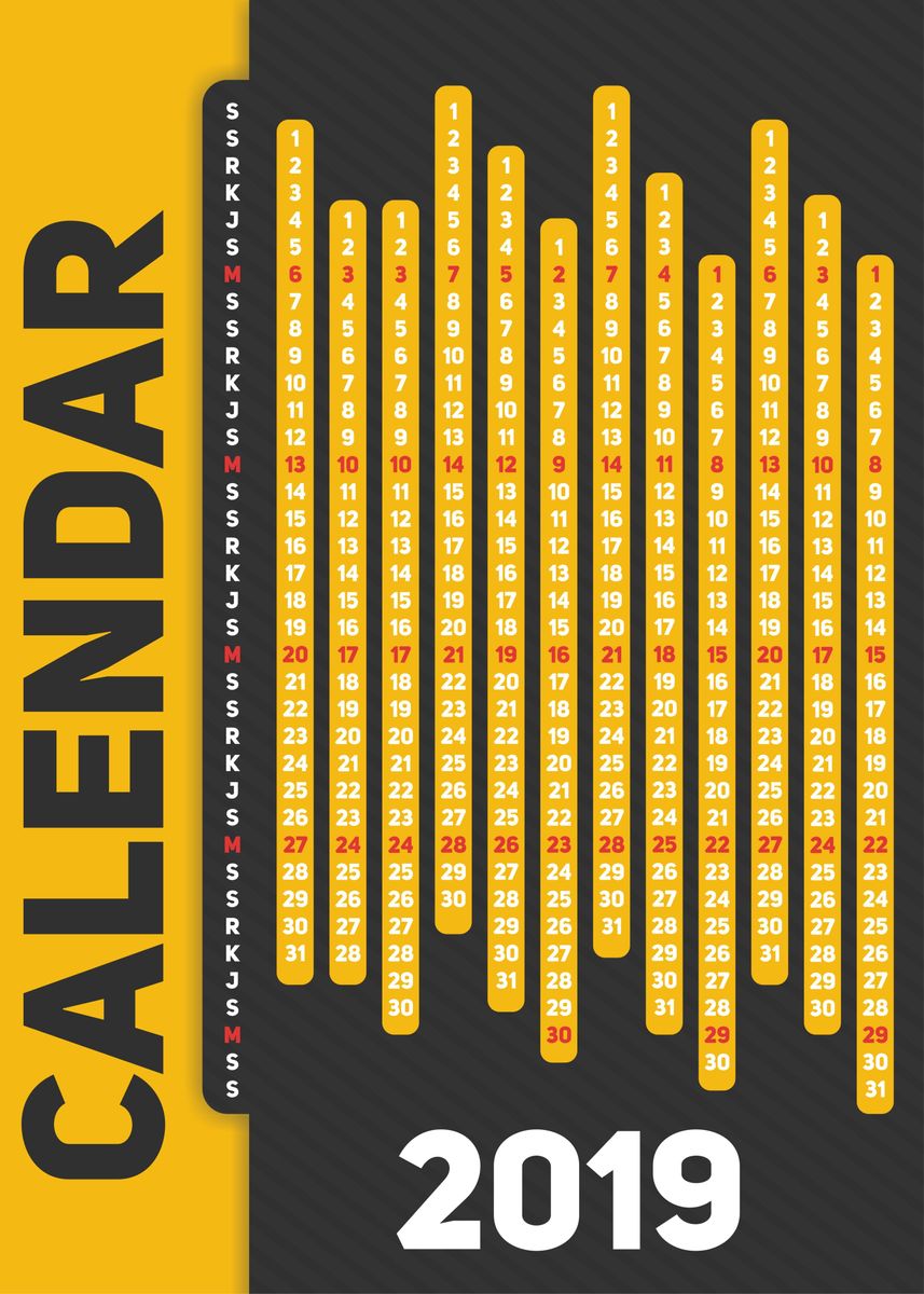 'Calendar 2019' Poster, picture, metal print, paint by Yayan Sugantina ...