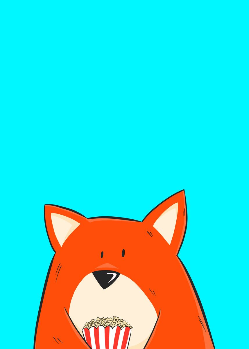 'Fox With Popcorn' Poster, picture, metal print, paint by ...