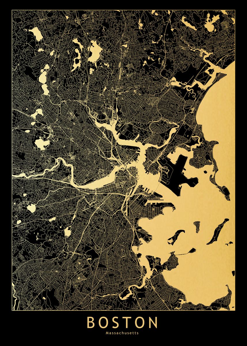 'Boston Gold Map' Poster by Multiplicity Maps | Displate