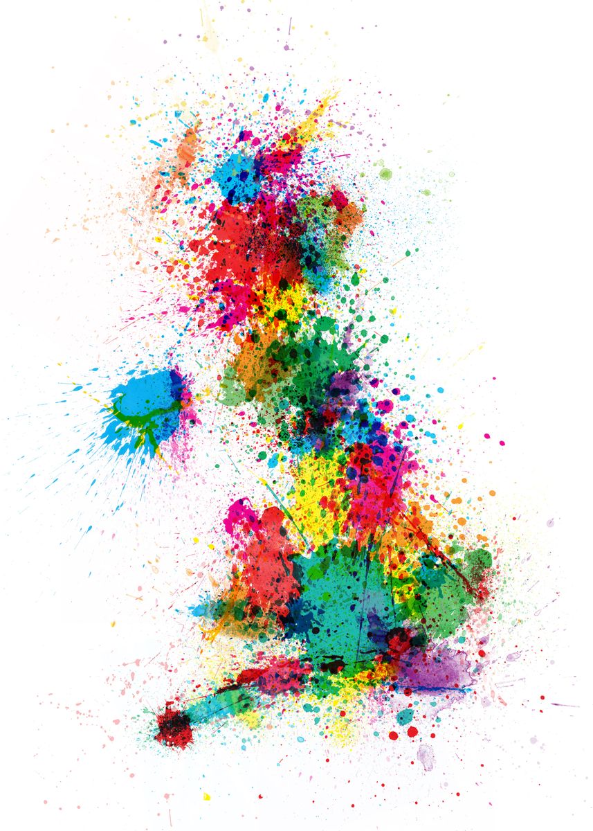 'United Kingdom Splash Map' Poster, picture, metal print, paint by ...