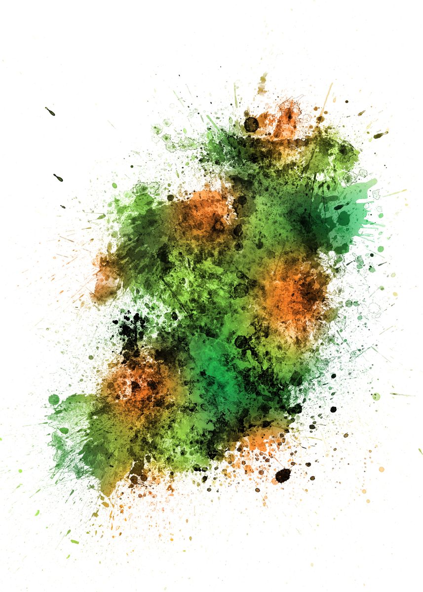 'Ireland Splash Map' Poster by Michael Tompsett | Displate