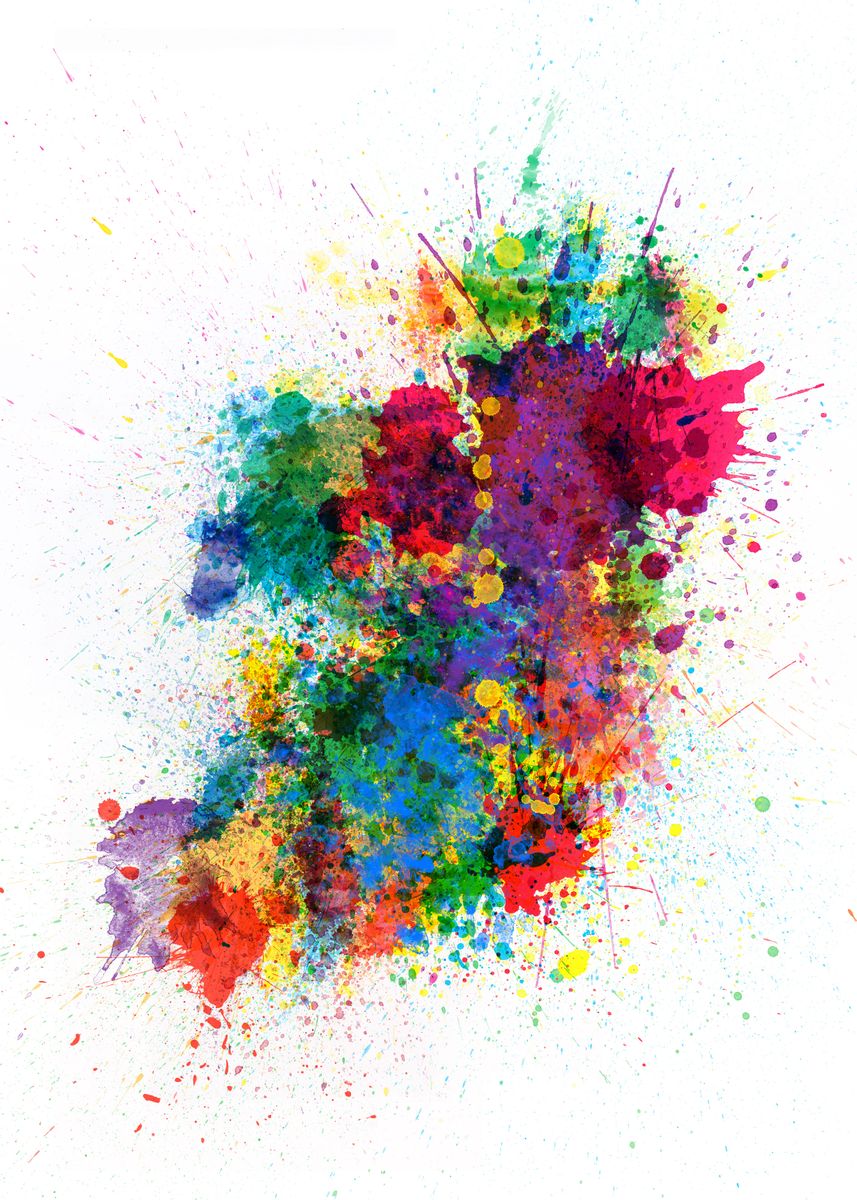 'Ireland Splash Map' Poster, picture, metal print, paint by Michael ...
