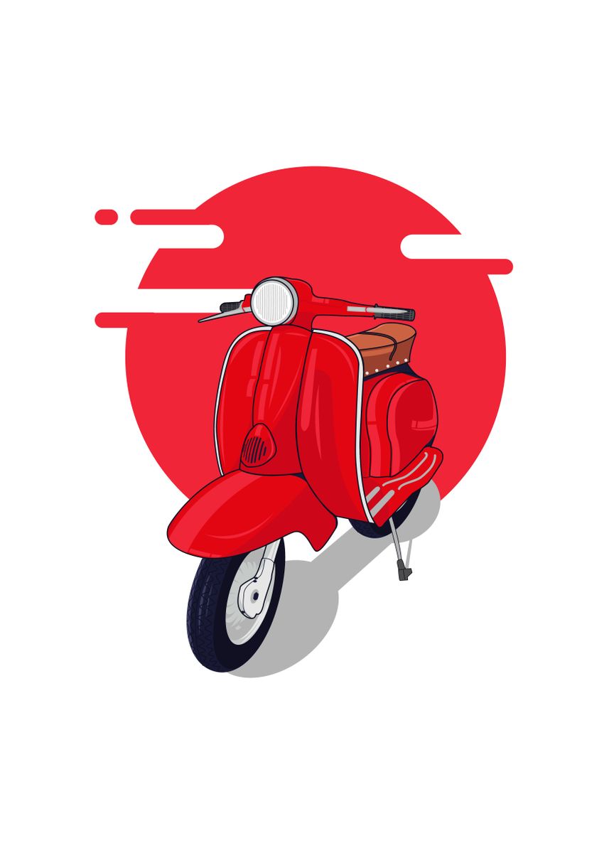 'Red Scooter' Poster by Dot Phix | Displate