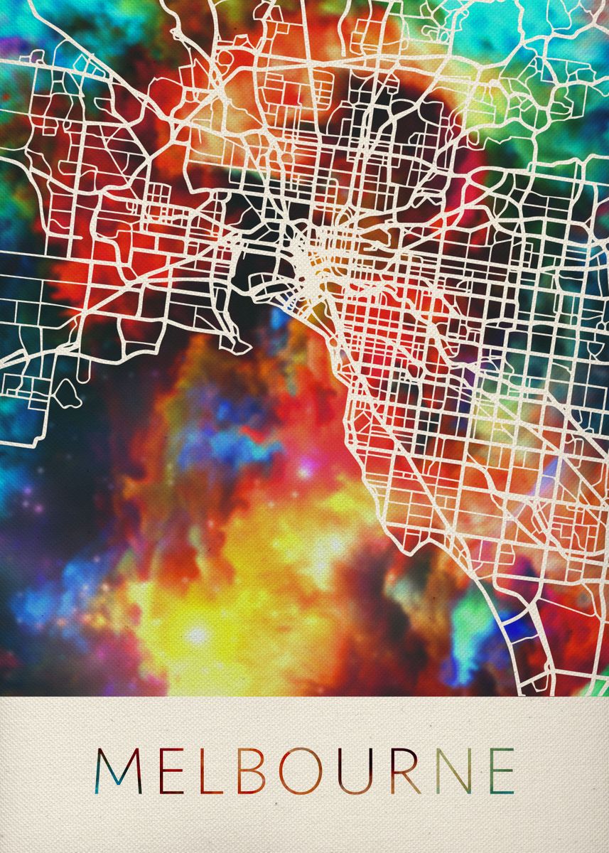 'Melbourne Watercolor Map' Poster by Design Turnpike | Displate