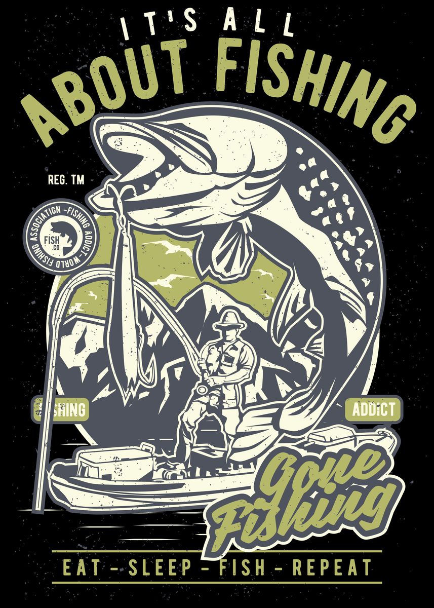 'Fishing' Poster, picture, metal print, paint by Chris Simmons | Displate