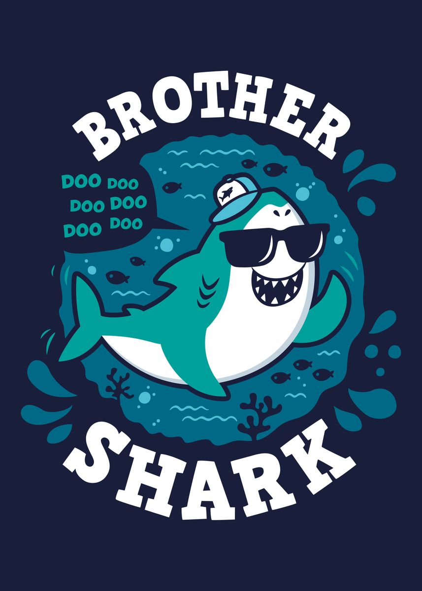 'Brother Shark' Poster, picture, metal print, paint by Olipop Art and ...