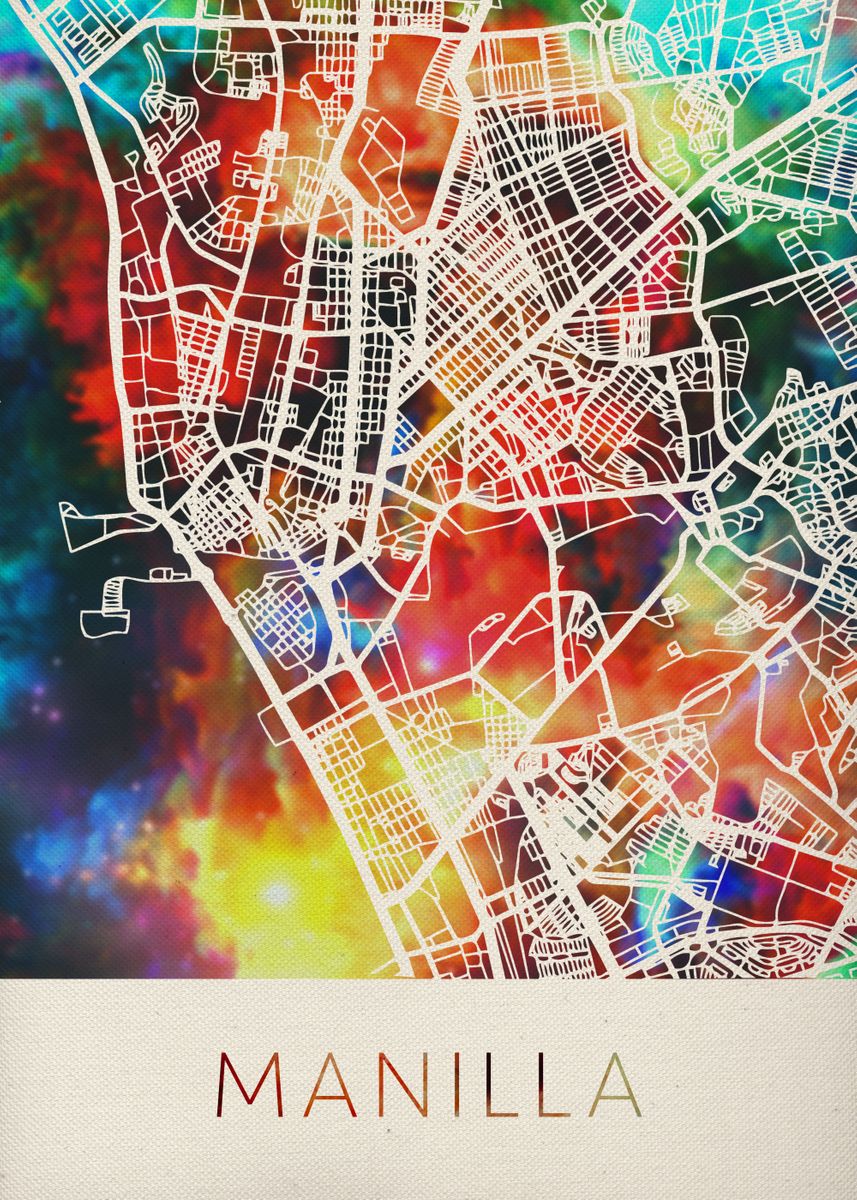 'Manilla Watercolor Map' Poster by Design Turnpike | Displate