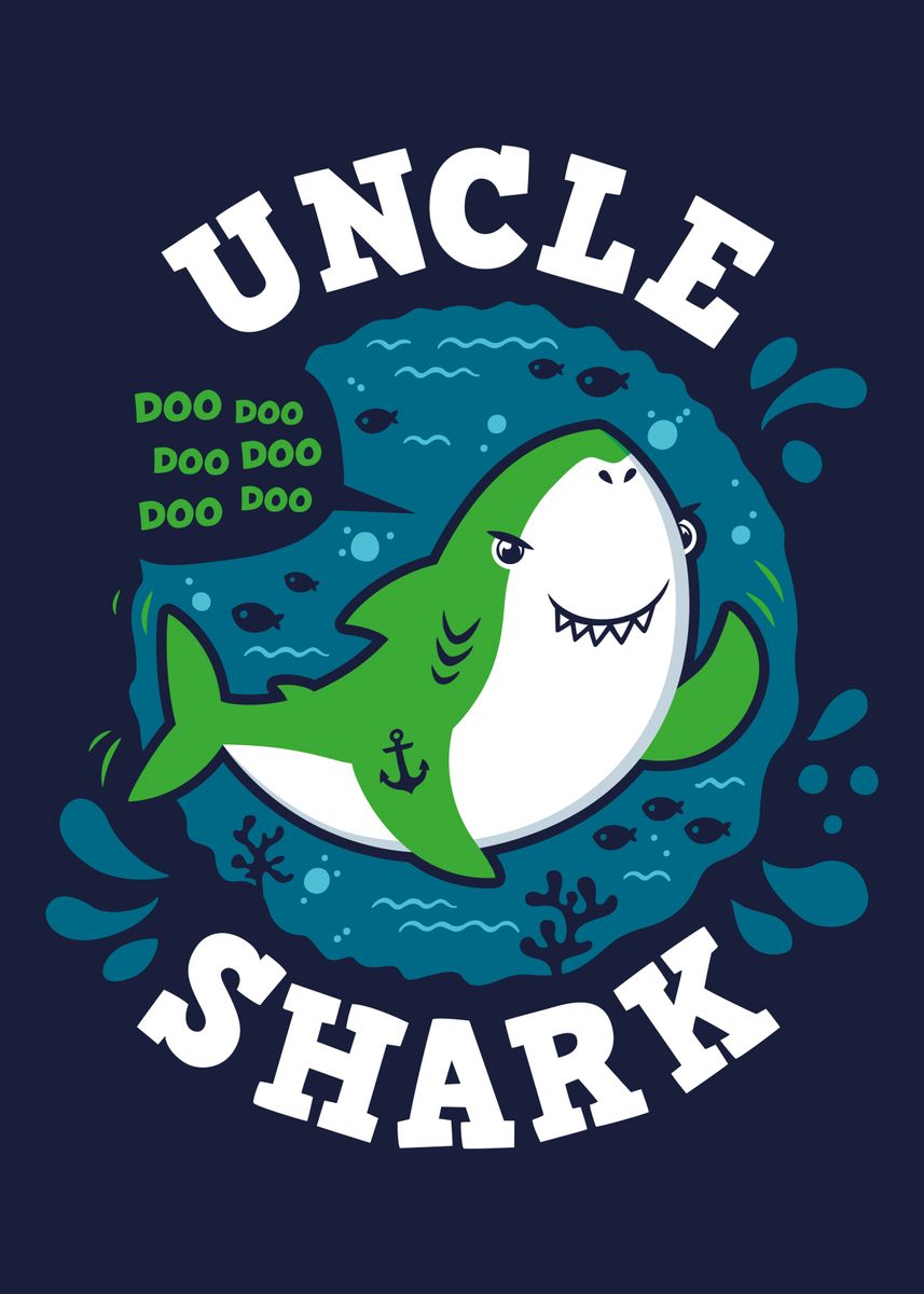 'Uncle Shark' Poster, picture, metal print, paint by Olipop Art and ...
