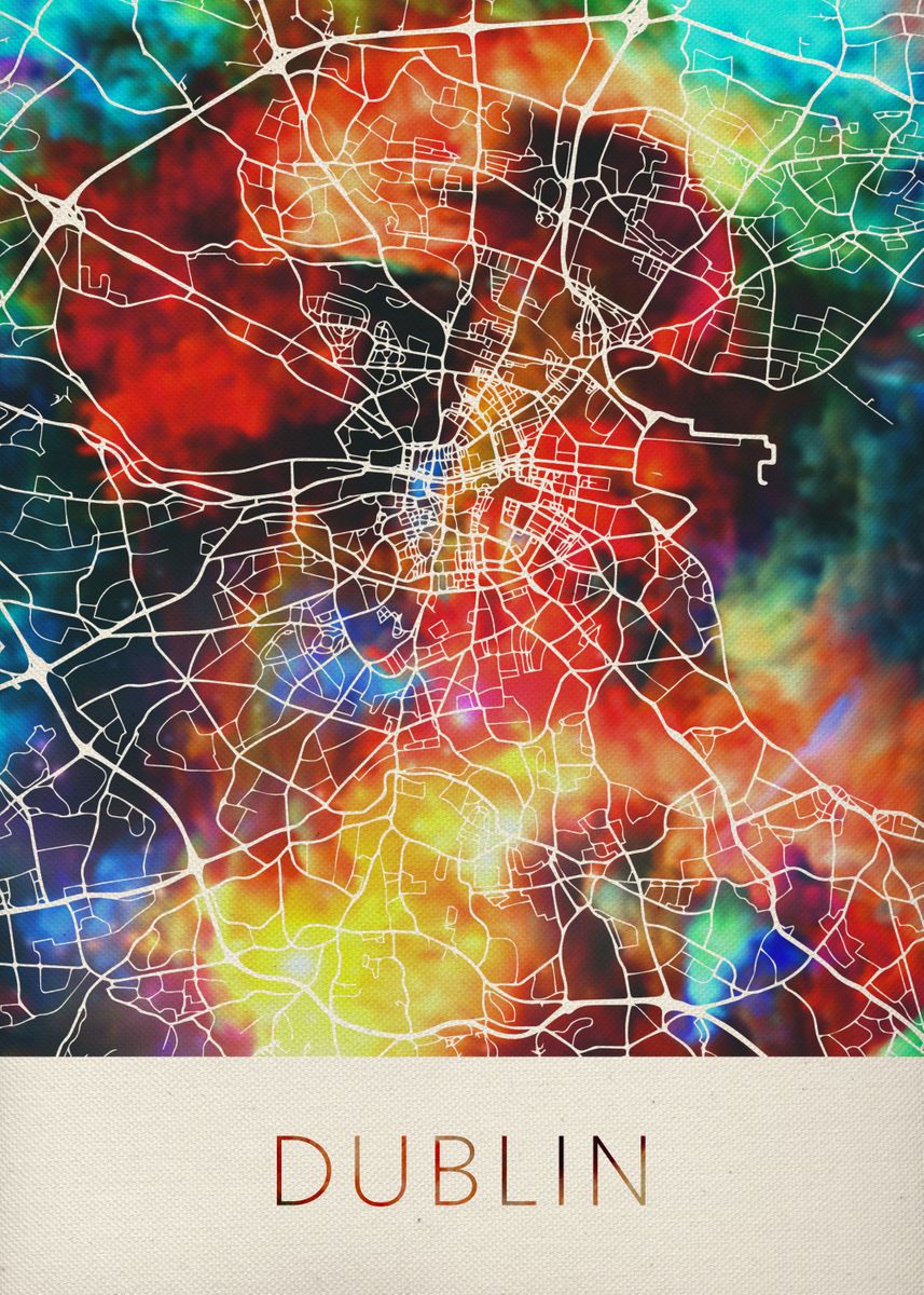 'Dublin Watercolor Map' Poster by Design Turnpike | Displate